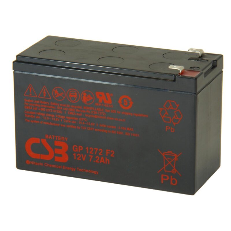 CSB - GP1272 F2 - 12 Volt 7,2Ah Pb - Faston 6,3mm - VdS - AkkuPlu