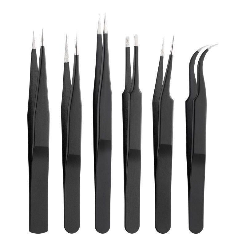 Pinzetten-Set - 6-teilig - aus rostfreiem Edelstahl - AkkuPlus GmbH