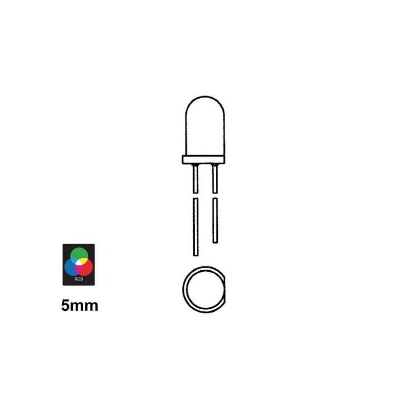 Velleman - LED5RLN - 750 mcd (rot), 1500 mcd (grün), 750 mcd (blau)